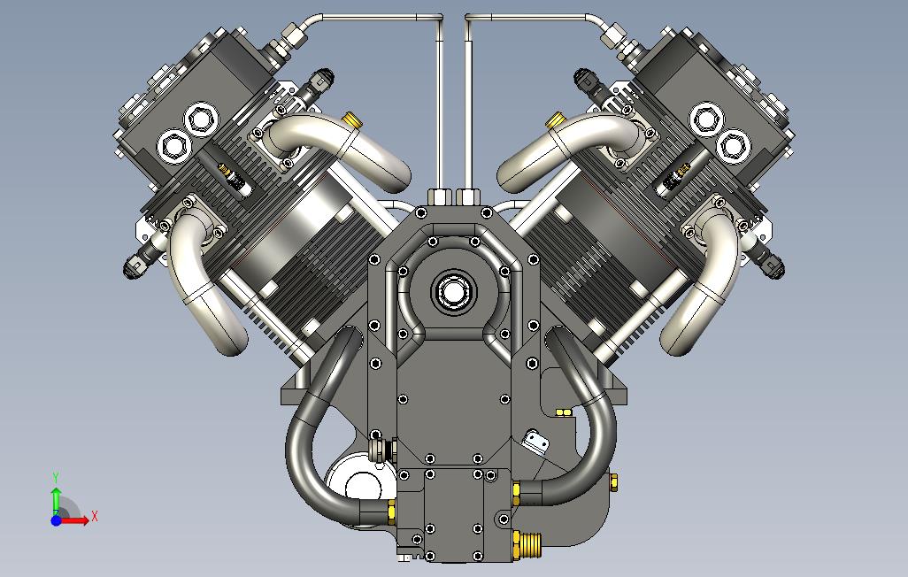 详细的8ccv型双缸发动机三维建模图纸solidworks设计附step格式step模型图纸下载 懒石网