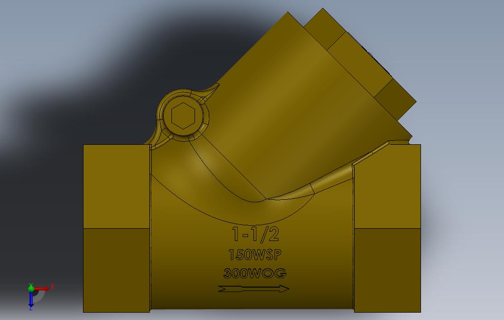 Y型过滤器dn40 黄铜solidworks 2011模型图纸下载 懒石网