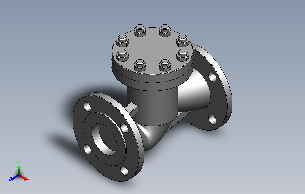 升降式止回阀 16 Dn50 升降式止回阀 Solidworks 2016模型图纸下载 懒石网