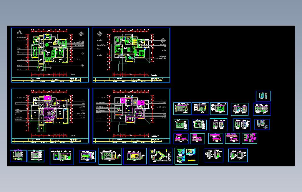 二层别墅设计装修施工图_AutoCAD_模型图纸免费下载 – 懒石网