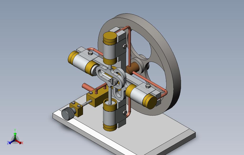 四缸蒸汽机solidworks 2012模型图纸免费下载 懒石网