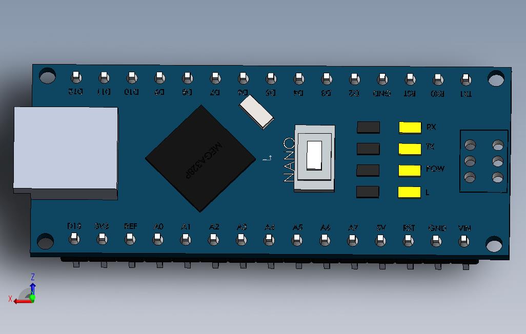 Arduino纳米模型_SOLIDWORKS 2018_模型图纸免费下载 – 懒石网