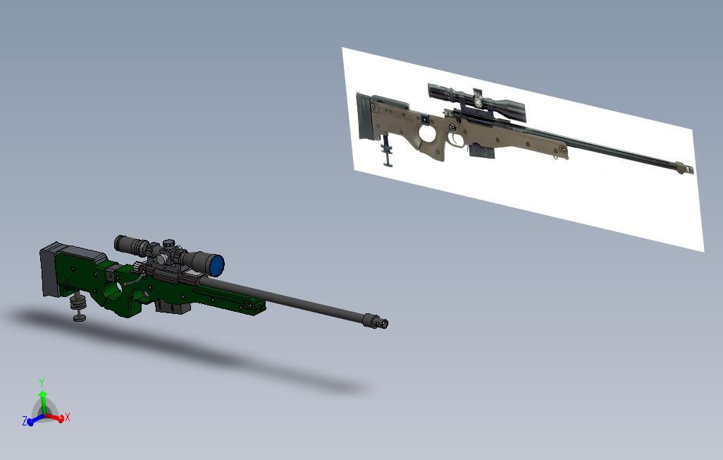 AWM狙击手步枪_SOLIDWORKS 2017_模型图纸免费下载 – 懒石网
