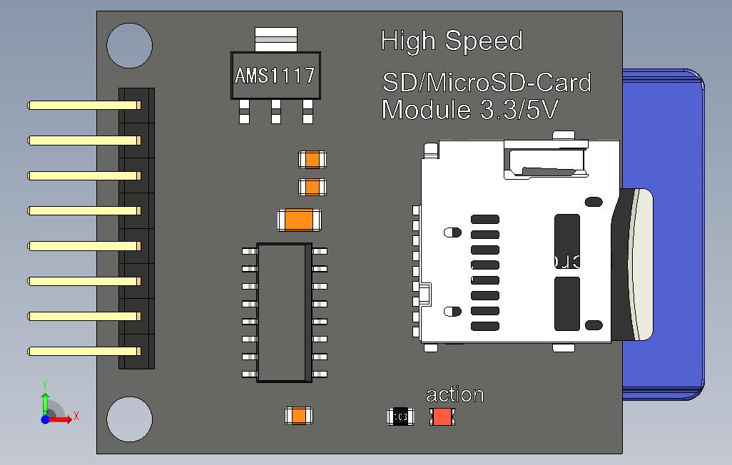 SDMicroSD卡高速模块_STEP_模型图纸免费下载 – 懒石网