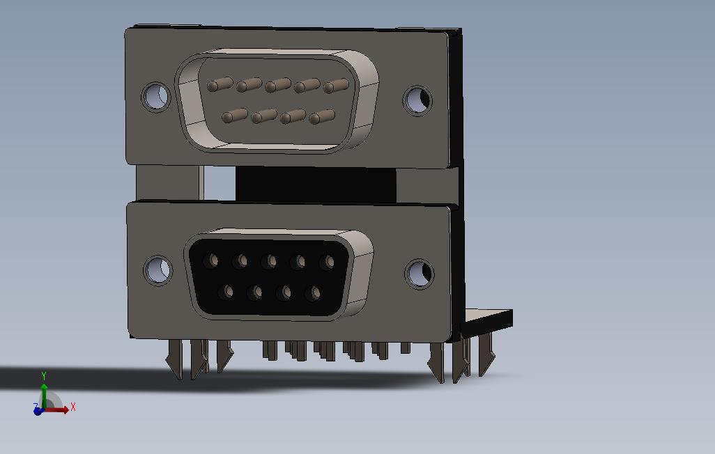 双DB9连接器_SOLIDWORKS 2013_模型图纸免费下载 – 懒石网