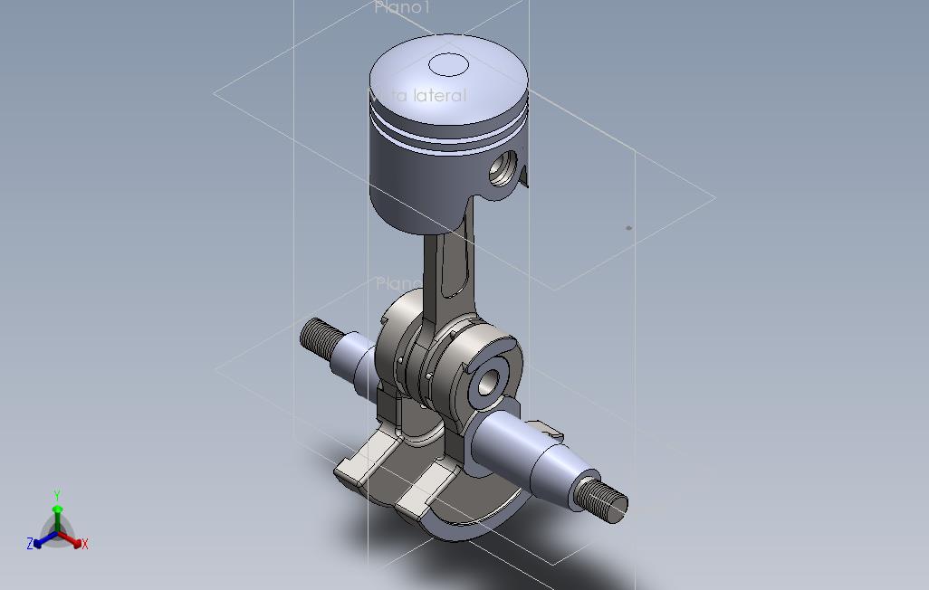 双冲程活塞、曲柄和电机曲柄组solidworks 2015模型图纸免费下载 懒石网