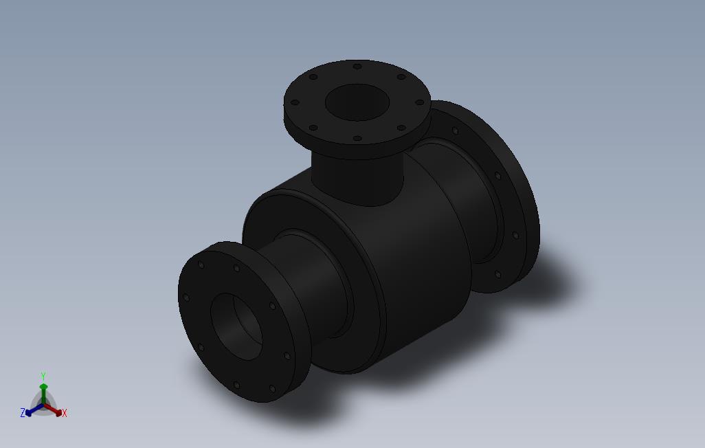 带螺纹法兰t管的t型构件solidworks 2016模型图纸免费下载 懒石网
