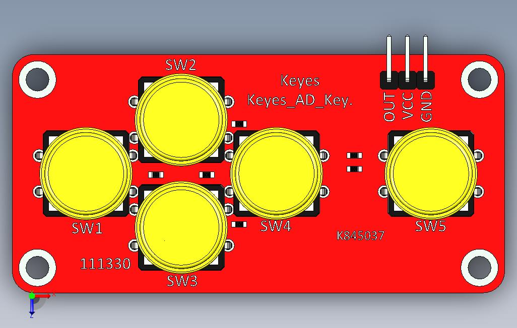 用于Arduino的模拟AD5键键盘模块_STEP_模型图纸免费下载 – 懒石网