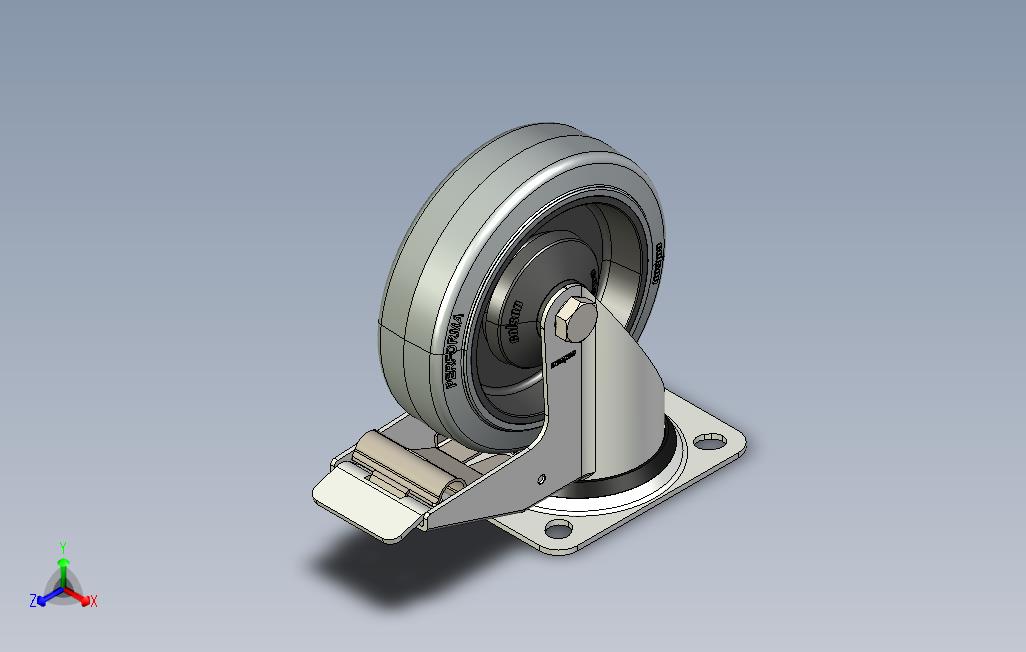 脚轮bppf125mm，带总锁紧制动器step模型图纸免费下载 懒石网