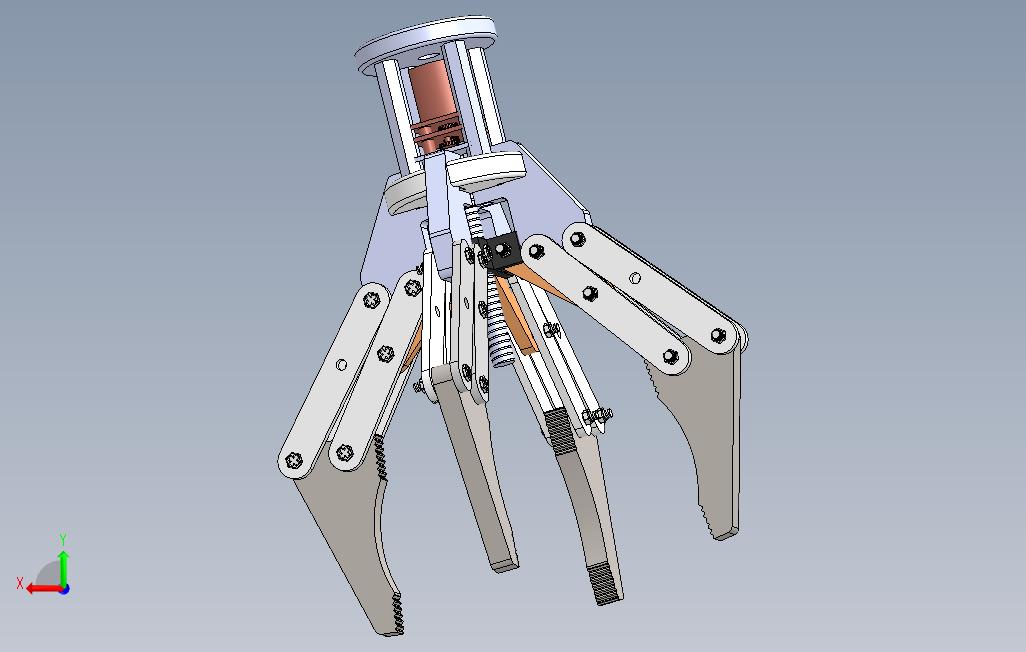 四指机械夹持器solidworks 2014模型图纸免费下载 懒石网
