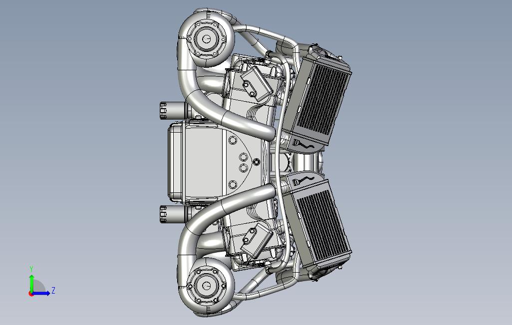 保时捷6gt2双涡轮增压的概念发动机step模型图纸下载 懒石网