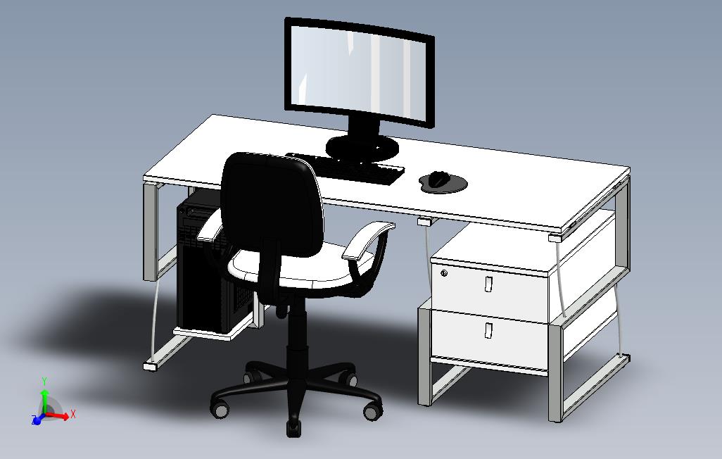 S形桌腿，带悬挂式抽屉和系统单元悬挂装置solidworks 2013模型图纸下载 懒石网