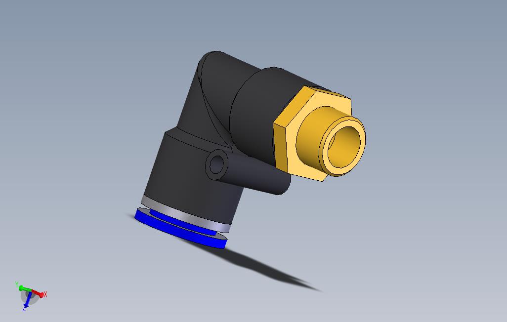 快插接头Φ12 1／4螺栓90°solidworks 2014模型图纸下载 懒石网