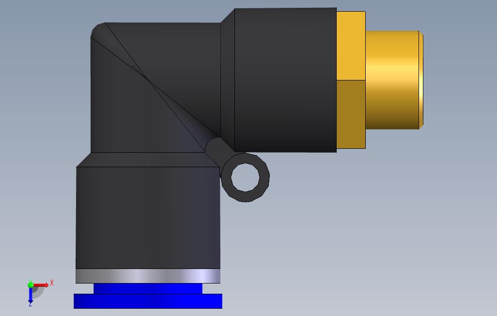 快插接头Φ12 1／4螺栓90°solidworks 2014模型图纸下载 懒石网