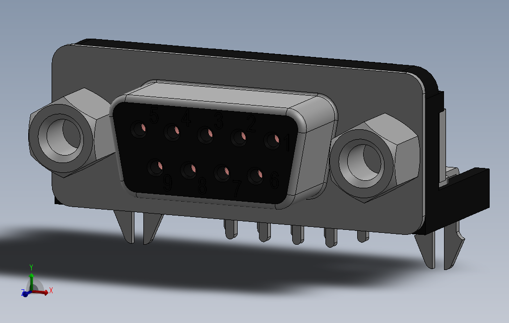 连接器DB9_SOLIDWORKS 2013_模型图纸下载 – 懒石网