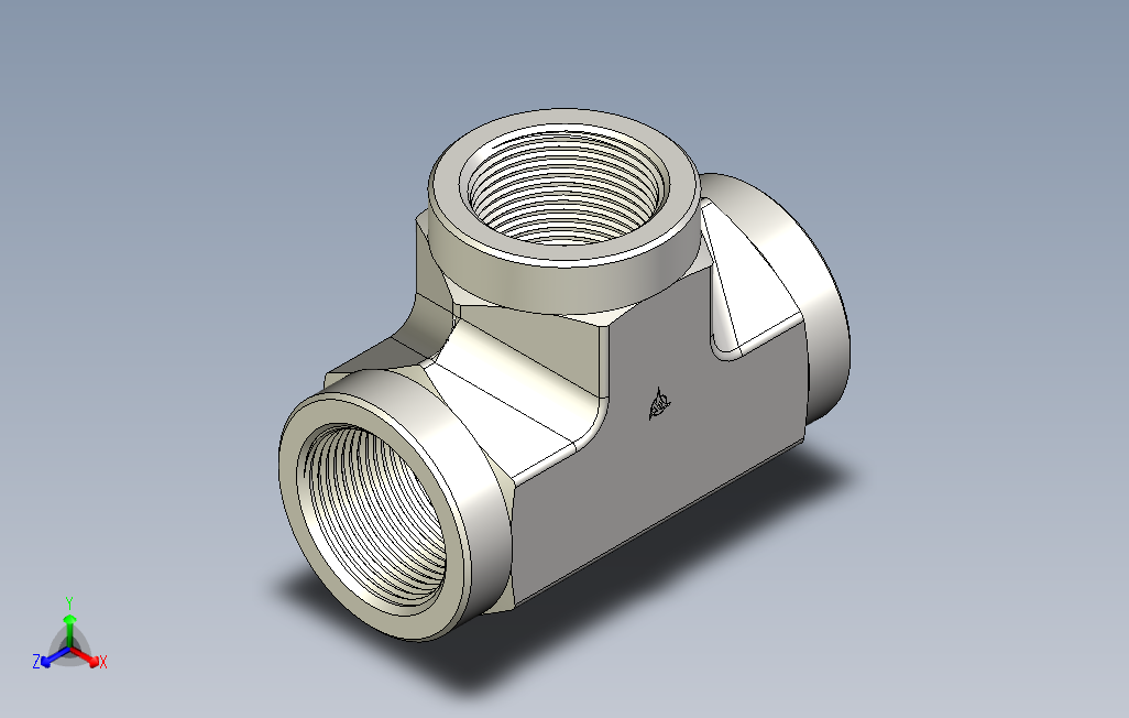 NPT螺纹三通_STEP_模型图纸下载 – 懒石网
