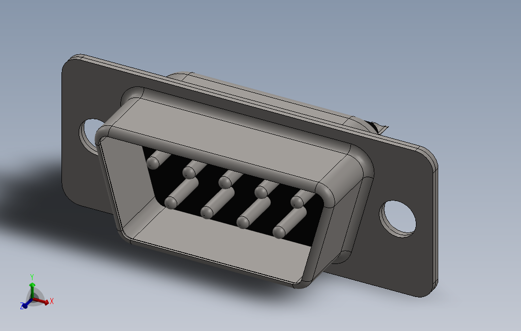 DB9端口_SOLIDWORKS 2015_模型图纸下载 – 懒石网