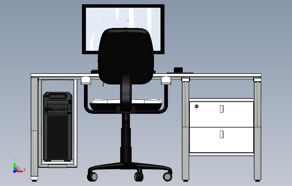 桌子s形腿上挂着一个抽屉和悬架系统的单位。solidworks 2013模型图纸免费下载 懒石网