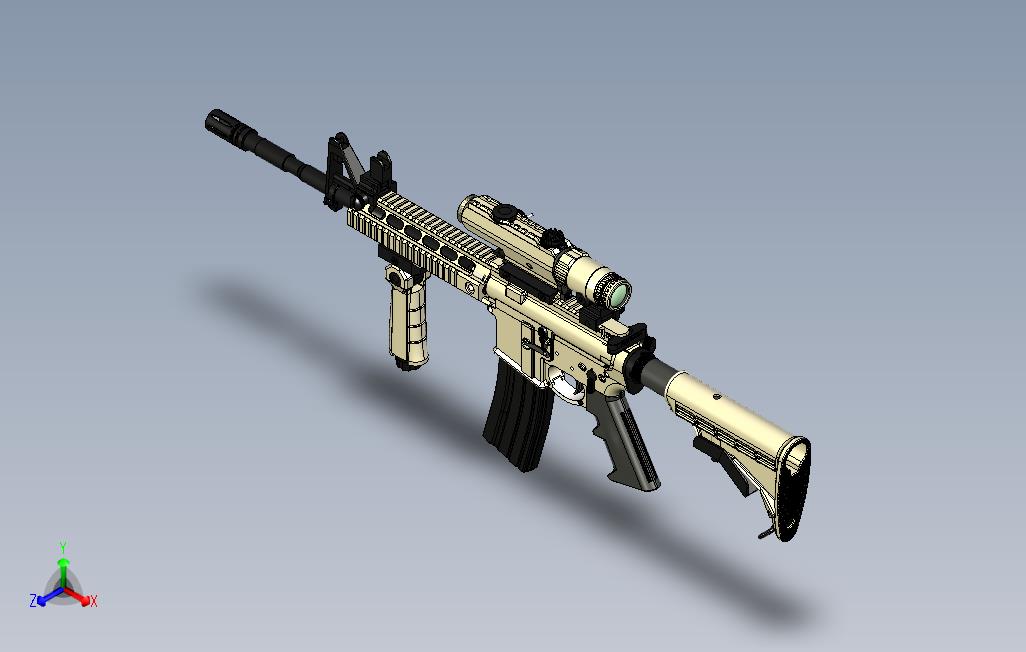 M4A2步枪_STEP_模型图纸免费下载 – 懒石网