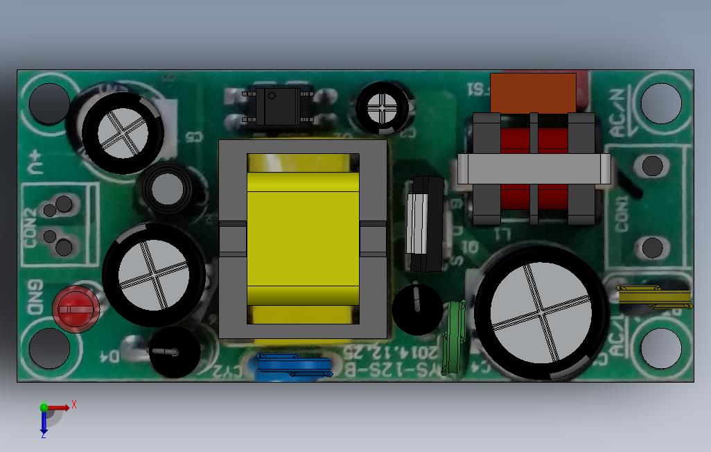 开关电源板模块_SOLIDWORKS 2016_模型图纸免费下载 – 懒石网