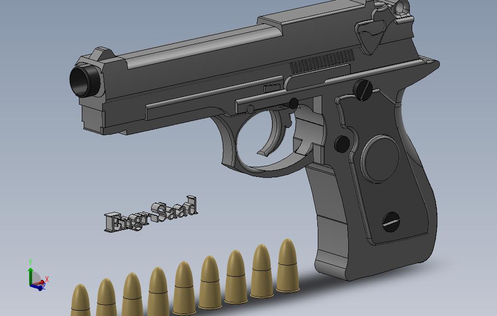 手枪_SOLIDWORKS_免费图纸_模型下载 – 懒石网