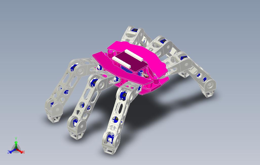 五关节六足机器人_Inventor_模型图纸免费下载 – 懒石网