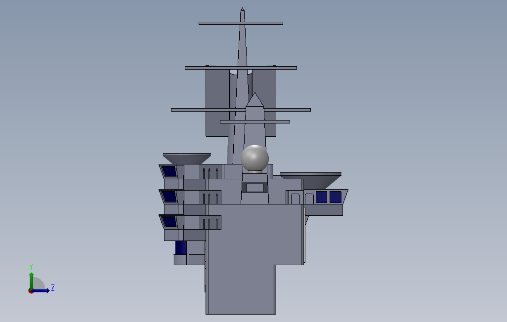 1：1规模的航母舰岛solidworks 2014模型图纸下载 懒石网