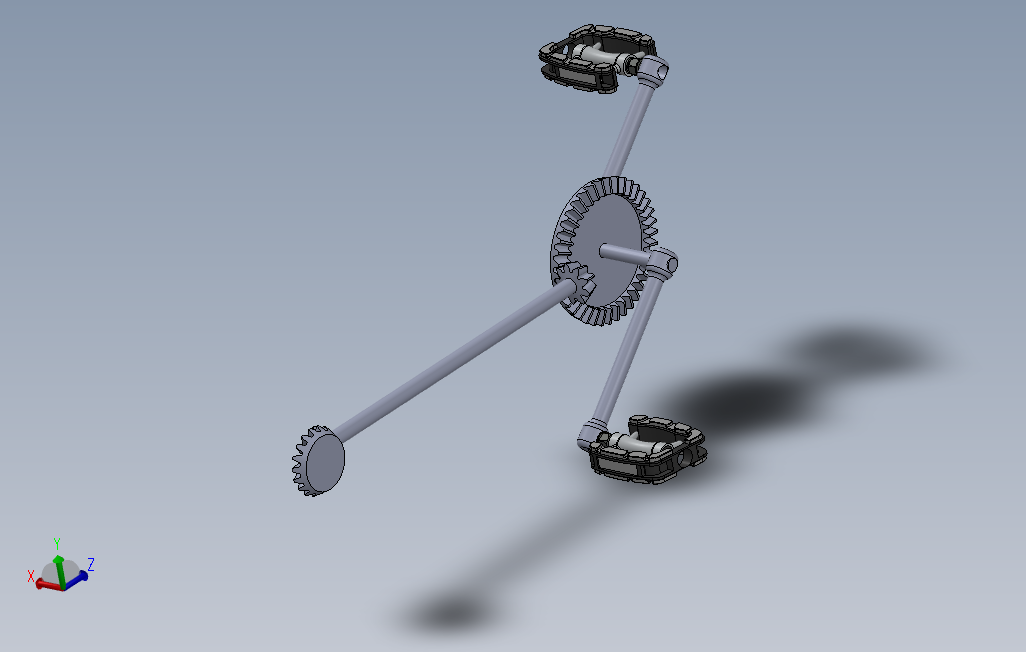 无链轴驱动自行车使用锥齿轮_SOLIDWORKS 2015_模型图纸下载 – 懒石网