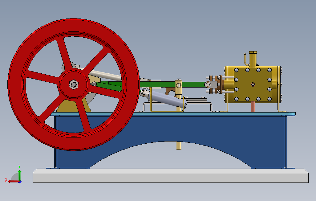 单缸卧式蒸汽机3d数模图纸solidworks设计0solidworks 2017模型图纸下载 懒石网