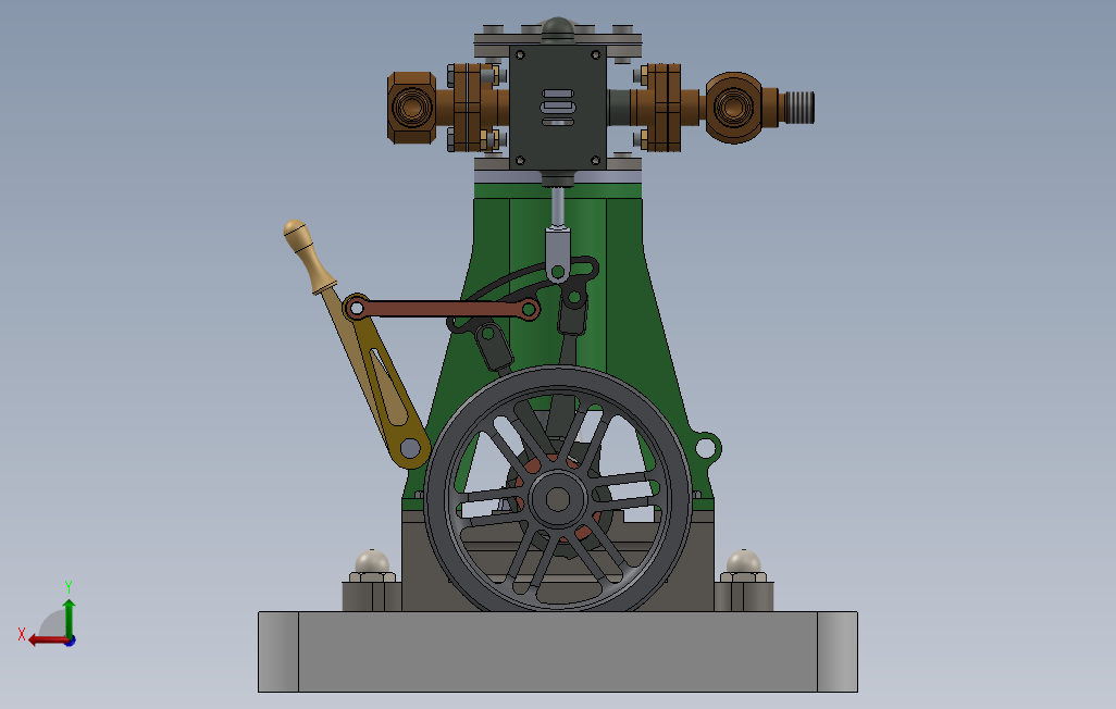 带倒档的立式双蒸汽发动机3d模型图纸solidworks设计solidworks 2012模型图纸下载 懒石网