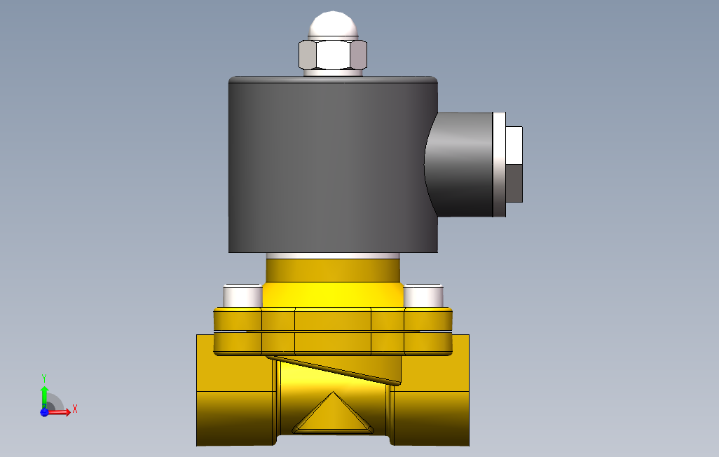 阀门dn16直通式电磁阀solidworks 2011模型图纸下载 懒石网