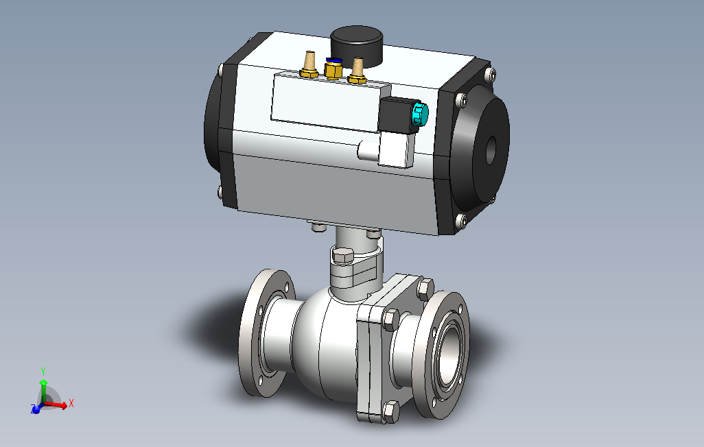 球阀门dn50气动真空球阀宁波仪表solidworks 2011模型图纸下载 懒石网