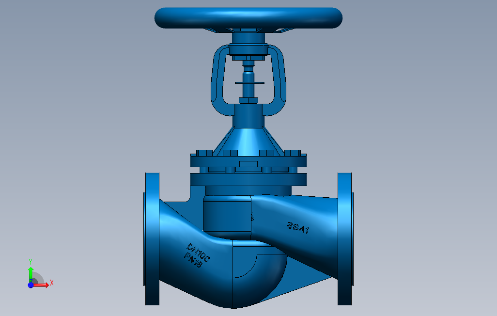 阀门dn100波纹管截止阀solidworks 2011模型图纸下载 懒石网