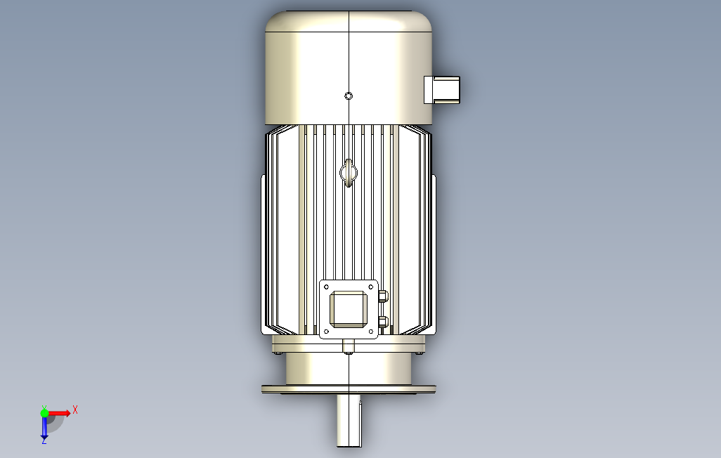 YZP系列冶金及起重用变频调速三相异步电动机B35机座有底脚，端盖有凸缘，轴流风机冷却[YZPFE225S-4]_STEP_模型图纸下载 – 懒石网