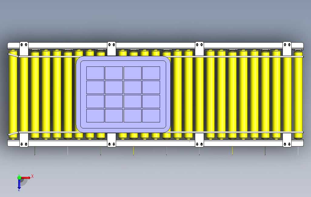 No000039使用了马达滚轮的滚轮传送带solidworks 2010模型图纸下载 懒石网