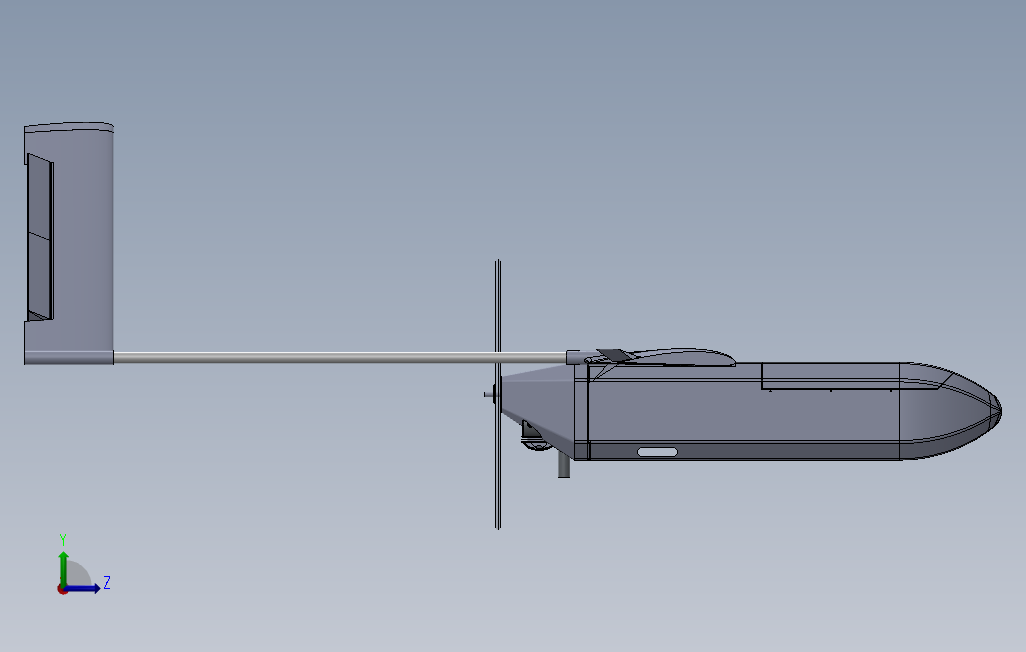 尾推式v型尾固定翼无人机solidworks 2016模型图纸下载 懒石网
