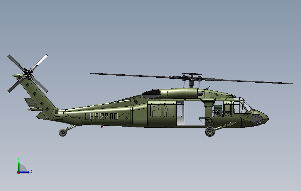 S-70C-2黑鹰直升机_SOLIDWORKS 2007_模型图纸下载 – 懒石网