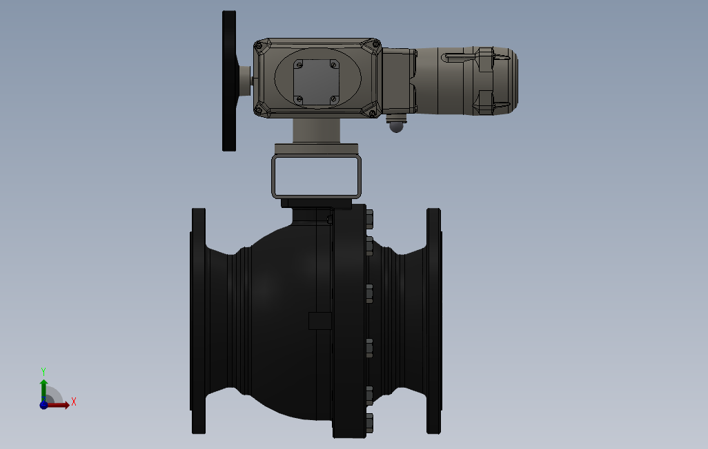 带电动执行器的法兰球阀设计模型solidworks 2010模型图纸下载 懒石网