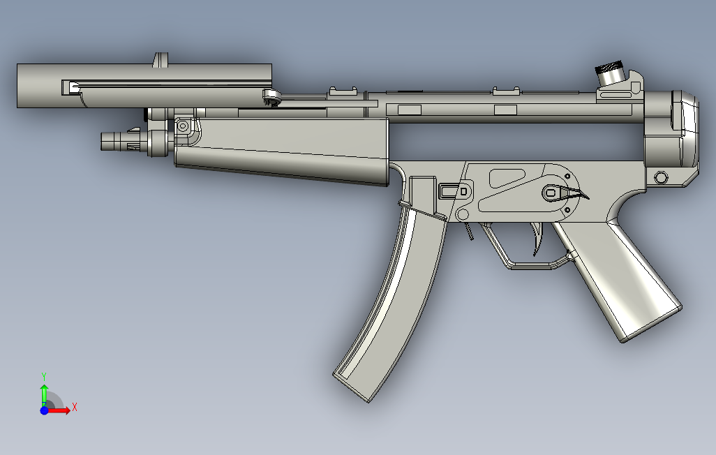 mp5冲锋枪_PROE_模型图纸下载 – 懒石网