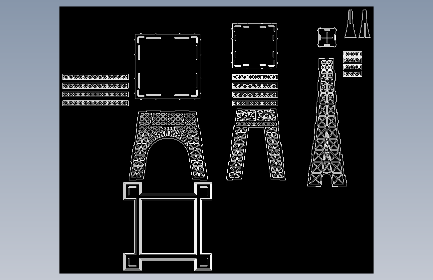 激光下料拼图埃菲尔铁塔CAD格式_AotuCAD dxf_模型图纸下载 – 懒石网