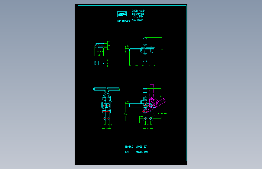绘制夹钳图_AotuCAD dxf_模型图纸下载 – 懒石网