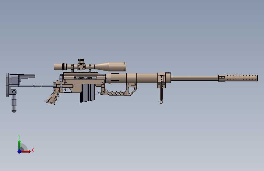 M200狙击步枪_SOLIDWORKS 2010_模型图纸下载 – 懒石网