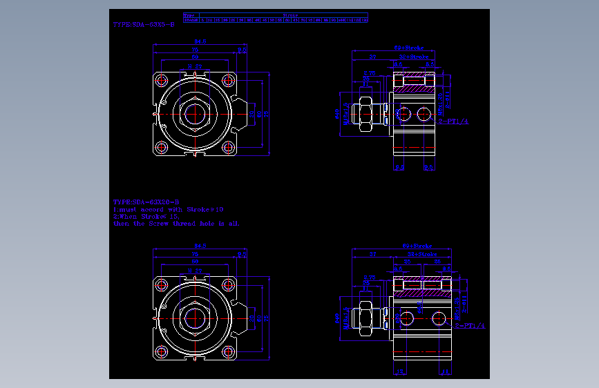 SDA气缸（全套图纸）_AutoCAD 2004_模型图纸下载 – 懒石网
