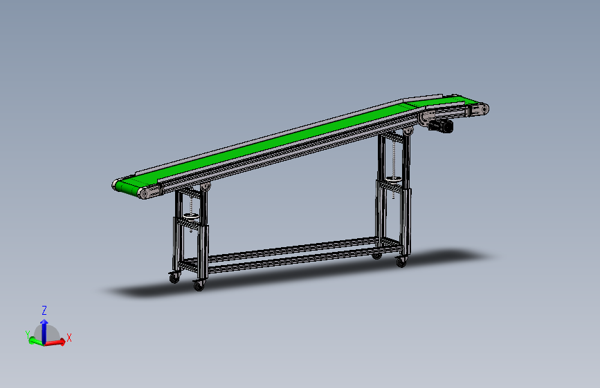 斜坡皮带输送线3d图纸 型材4080sw设计 可调斜度皮带输送线3d模型 Solidworks 2021 模型图纸下载 懒石网