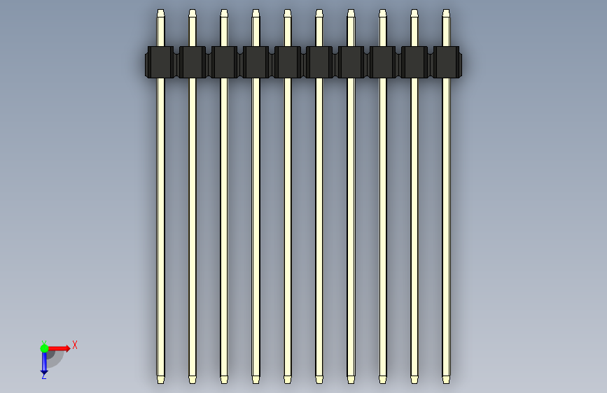 彩色公头100mil（2.54mm）系列-DS1021_black_1x10p_100mil_Type43_rev1.0_STEP_模型图纸下载 – 懒石网