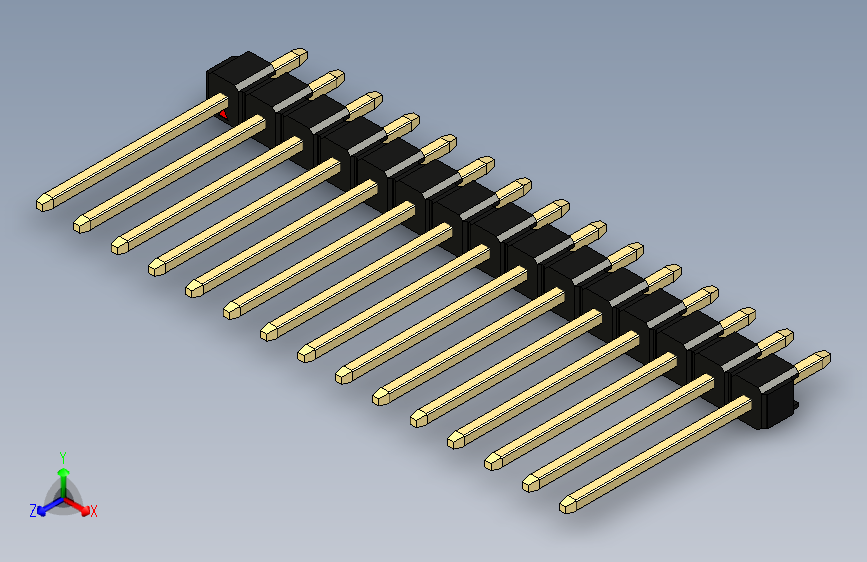 彩色公头100mil（2.54mm）系列-DS1021_black_1x15p_100mil_Type5_rev1.0_STEP_模型图纸下载 – 懒石网