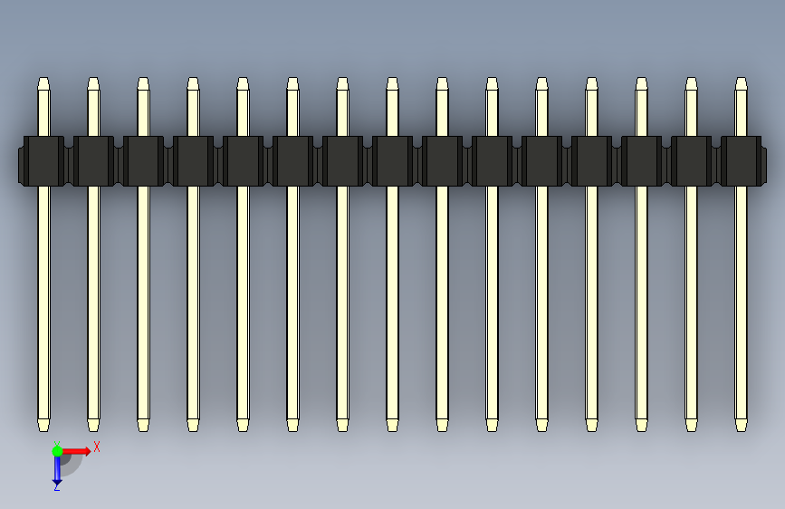 彩色公头100mil（2.54mm）系列-DS1021_black_1x15p_100mil_Type5_rev1.0_STEP_模型图纸下载 – 懒石网