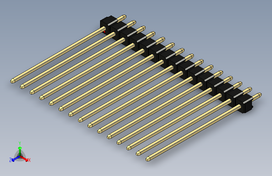 彩色公头100mil（2.54mm）系列-DS1021_black_1x15p_100mil_Type43_rev1.0_STEP_模型图纸下载 – 懒石网