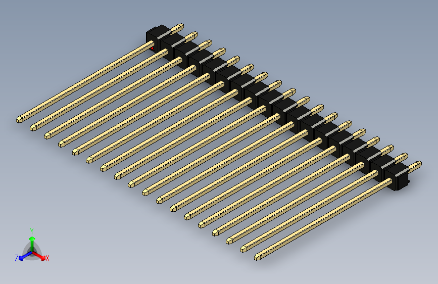 彩色公头100mil（2.54mm）系列-DS1021_black_1x18p_100mil_Type43_rev1.0_STEP_模型图纸下载 – 懒石网