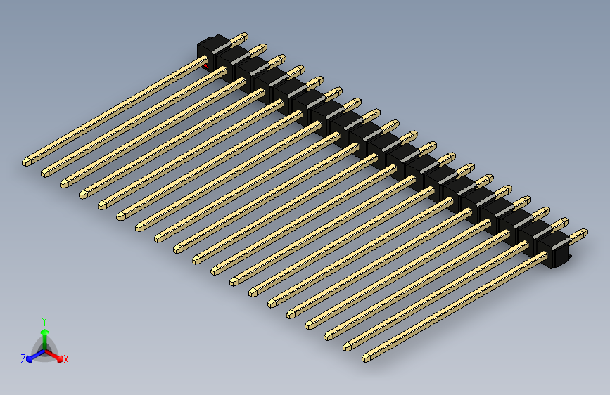 彩色公头100mil（2.54mm）系列-DS1021_black_1x19p_100mil_Type43_rev1.0_STEP_模型图纸下载 – 懒石网